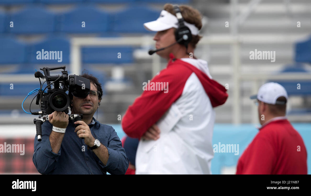 Boca Raton, Florida, USA. 23rd Apr, 2017. FAU head coach Lane Kiffin is ...