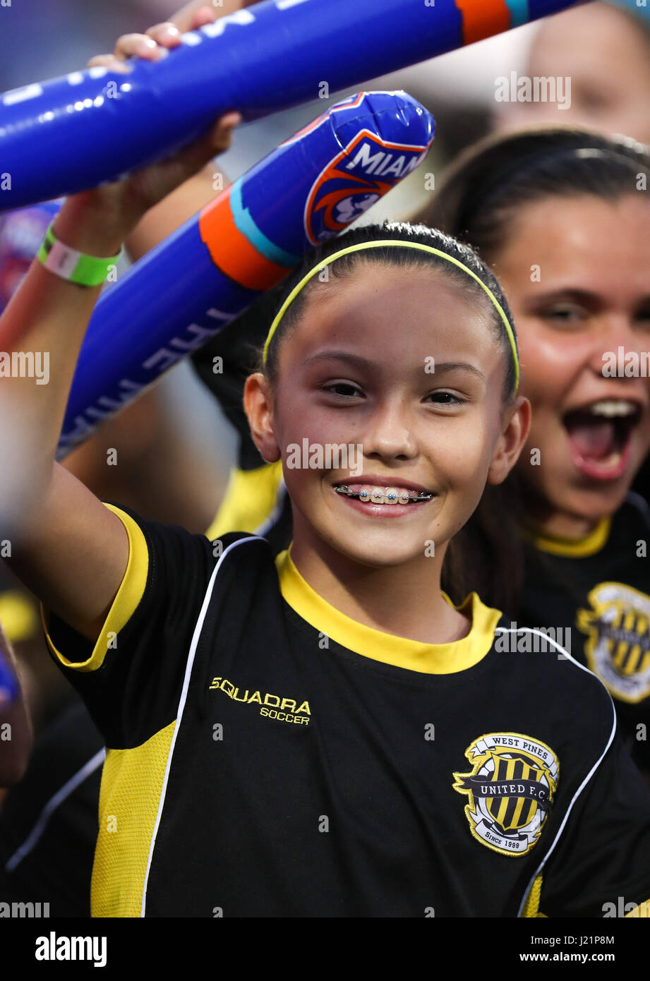 Miami, Florida, USA. 22nd Apr, 2017. Young Miami FC fans, from a local ...
