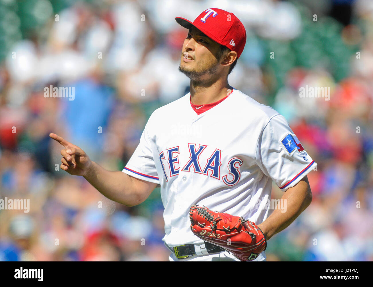 Arlington, Texas, USA. 23rd Apr, 2017. Texas Rangers starting pitcher ...