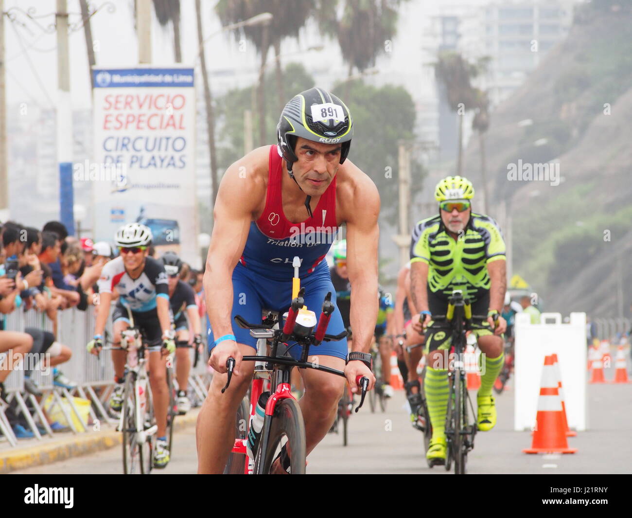 Daniel Nassar (Chile) on his bike. Over 1653 athletes ran in the ...
