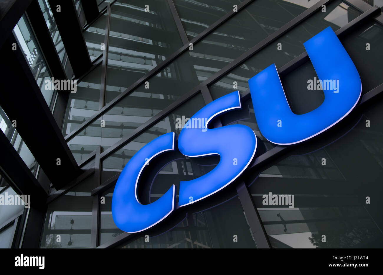 Munich, Germany. 24th Apr, 2017. The party logo of the CSU can be seen ...