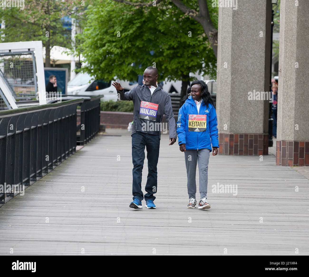 Tower Bridge,UK,24th April 2017,Daniel Wanjiru and Mary Keitany both ...