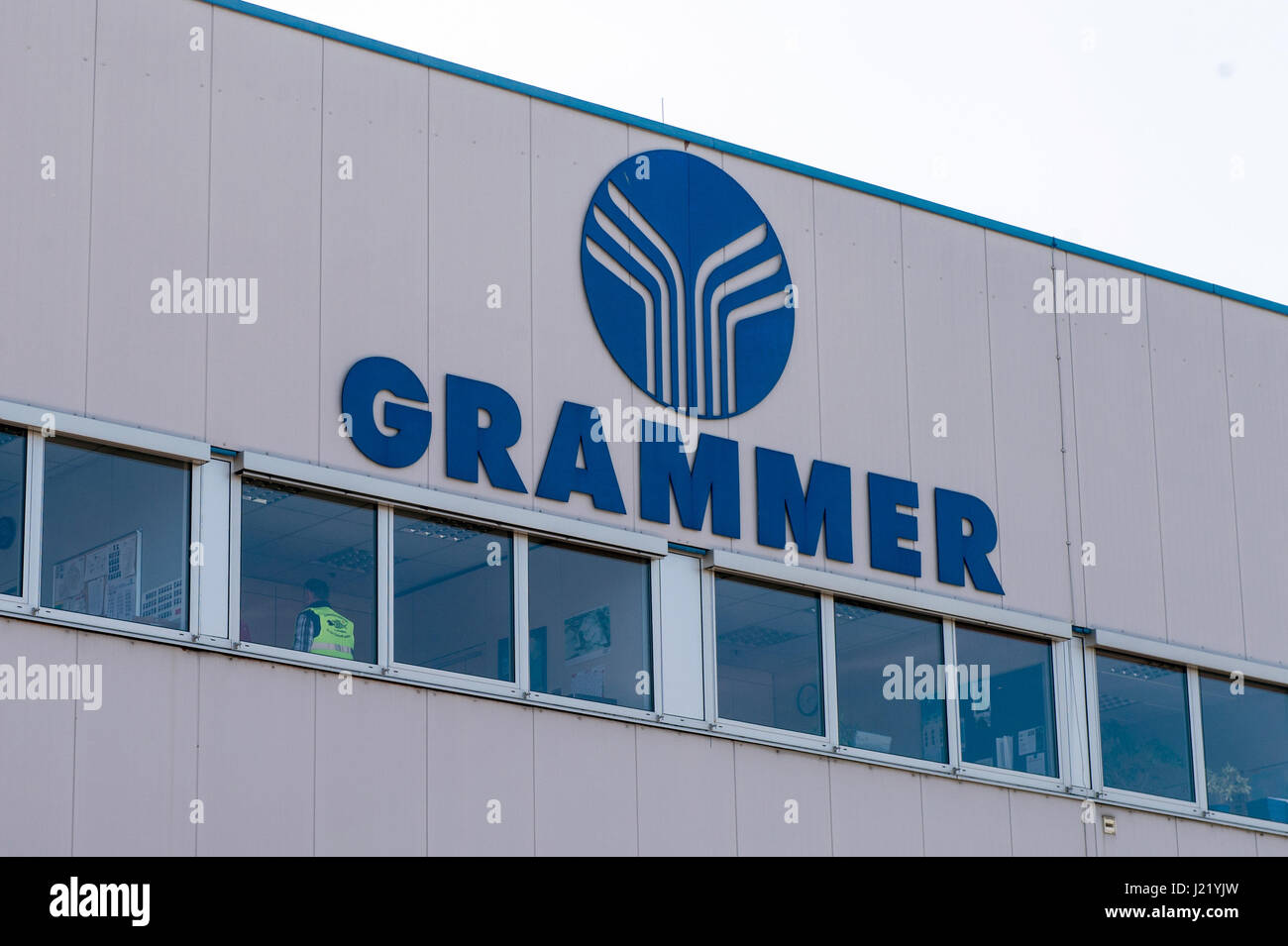 Amberg, Germany. 24th Apr, 2017. The logo of "Grammer" can be seen on a ...