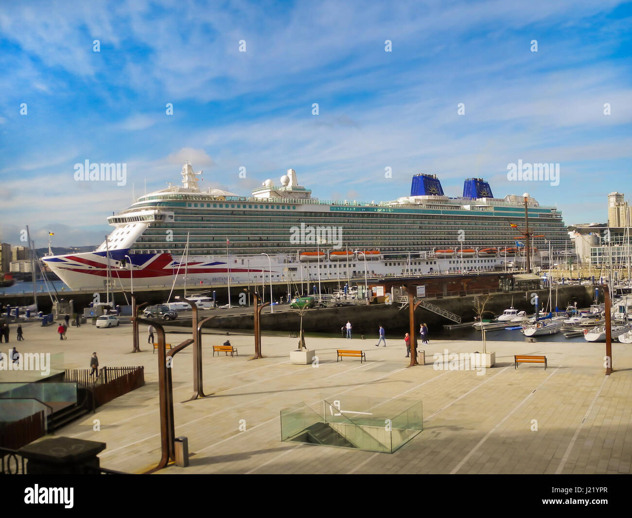 LA CORUNA, SPAIN - 27 MARCH, 2017: The luxury cruise "BRITANNIA" of P&O ...