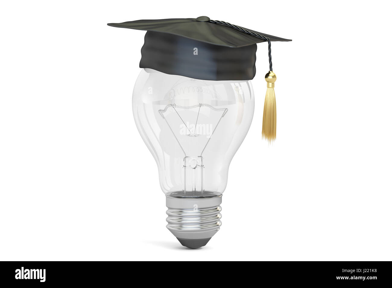 light bulb with graduation cap, idea concept. 3D rendering isolated on white background Stock ...
