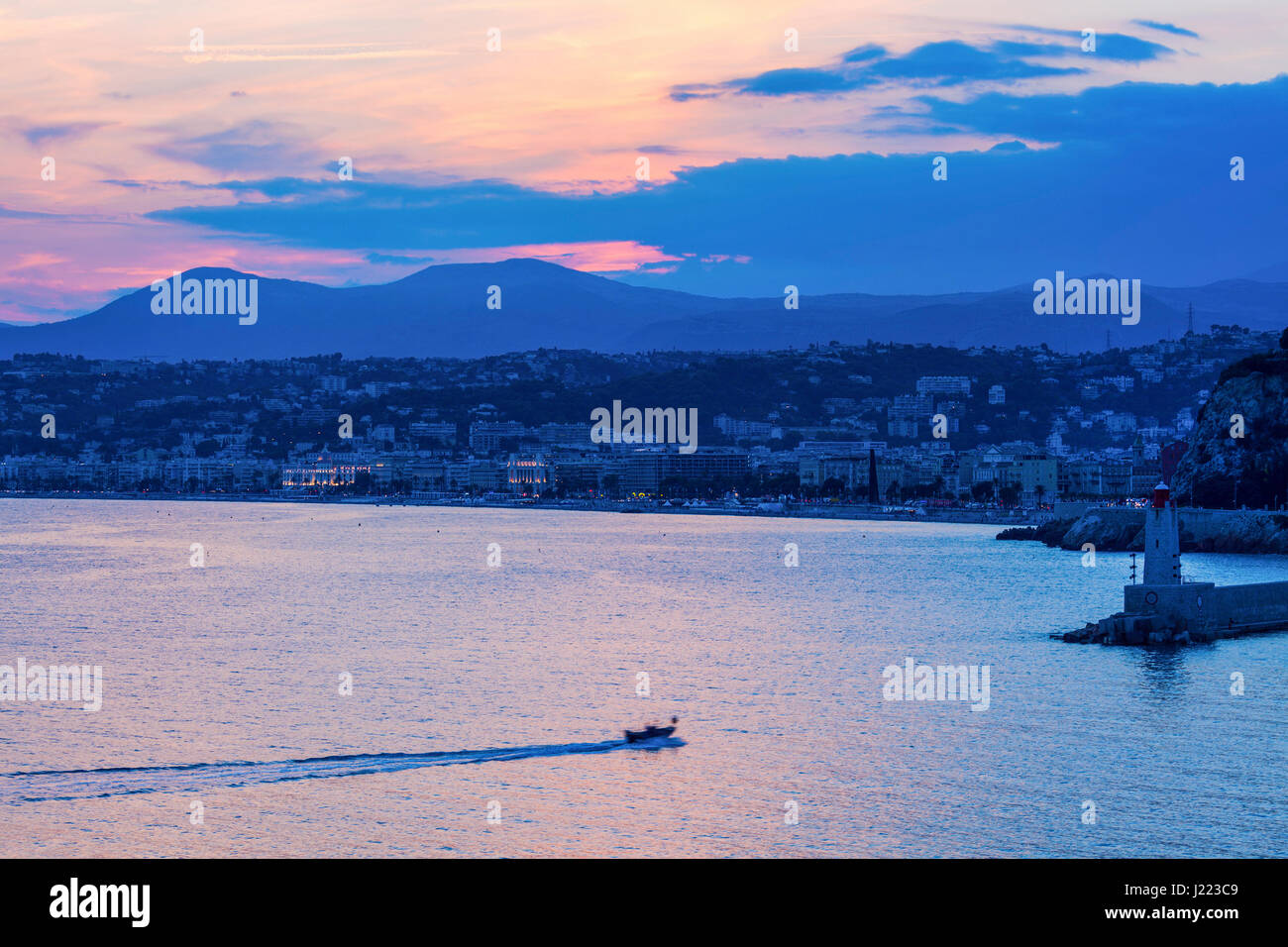 Sunset in Nice. Nice, French Riviera, France Stock Photo - Alamy