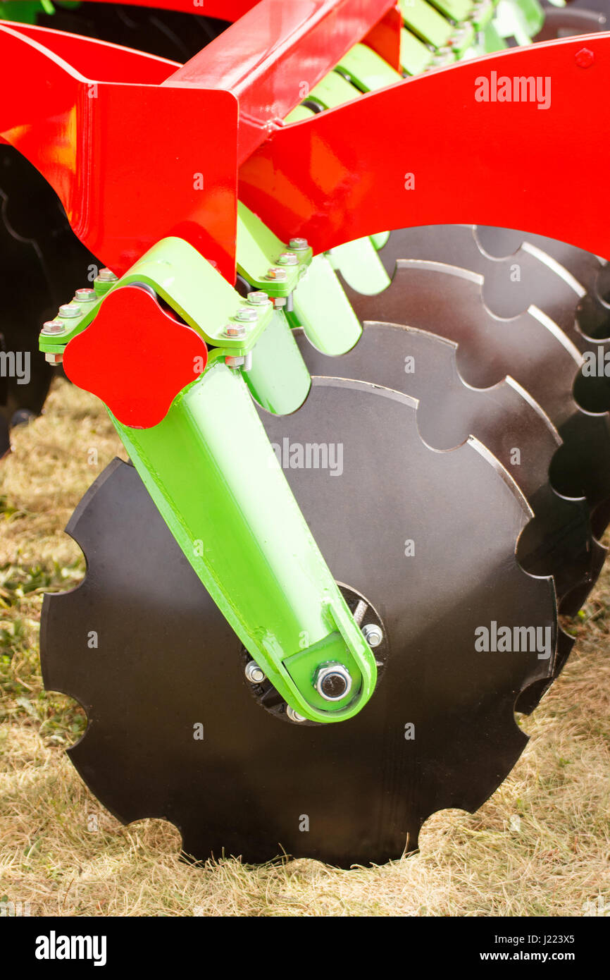 Part and detail of agricultural disk arrow, technology concept Stock ...