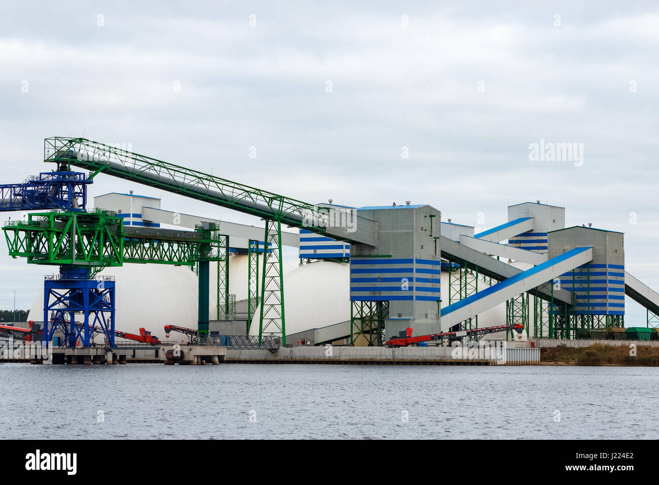 Fertilizer terminal in Riga, big white storage tanks Stock Photo - Alamy