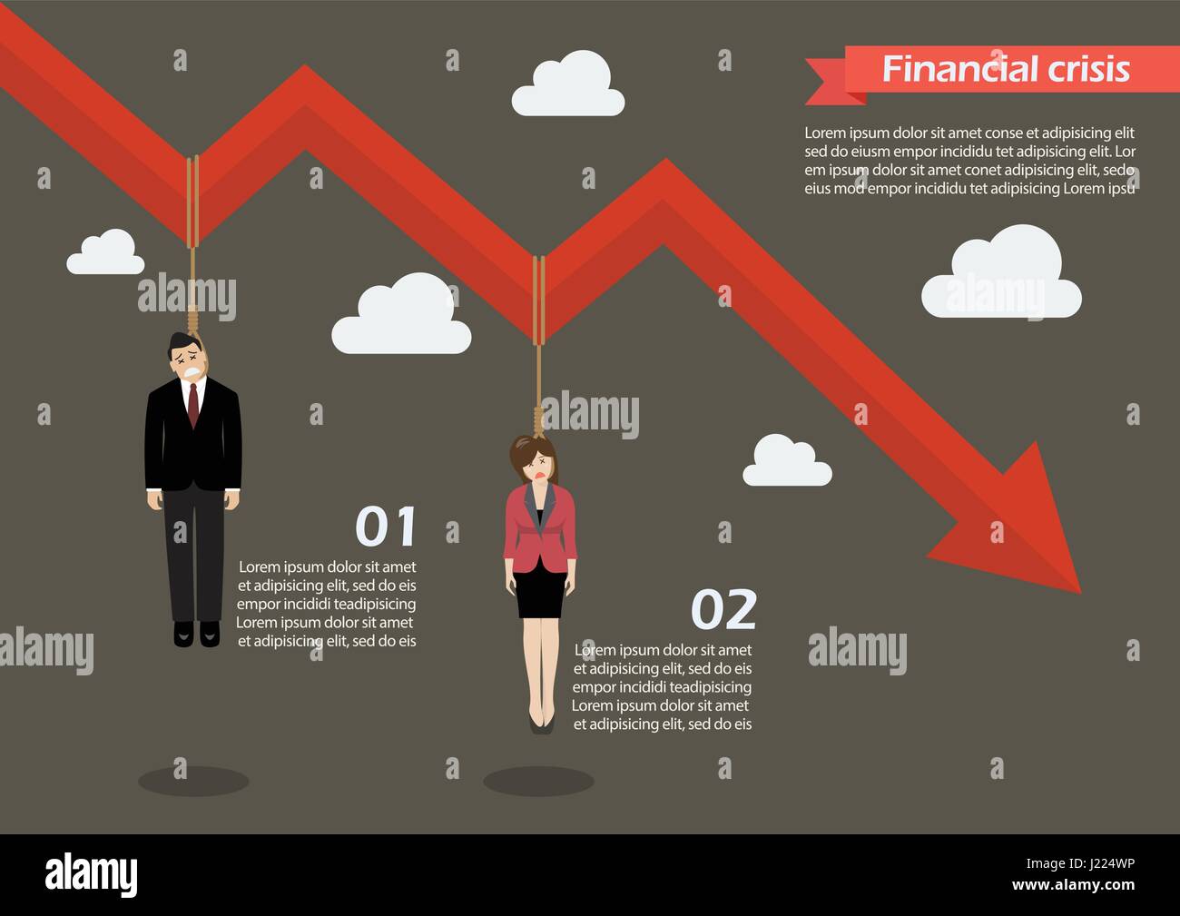 Business people hang on a graph down infographic. Business concept ...