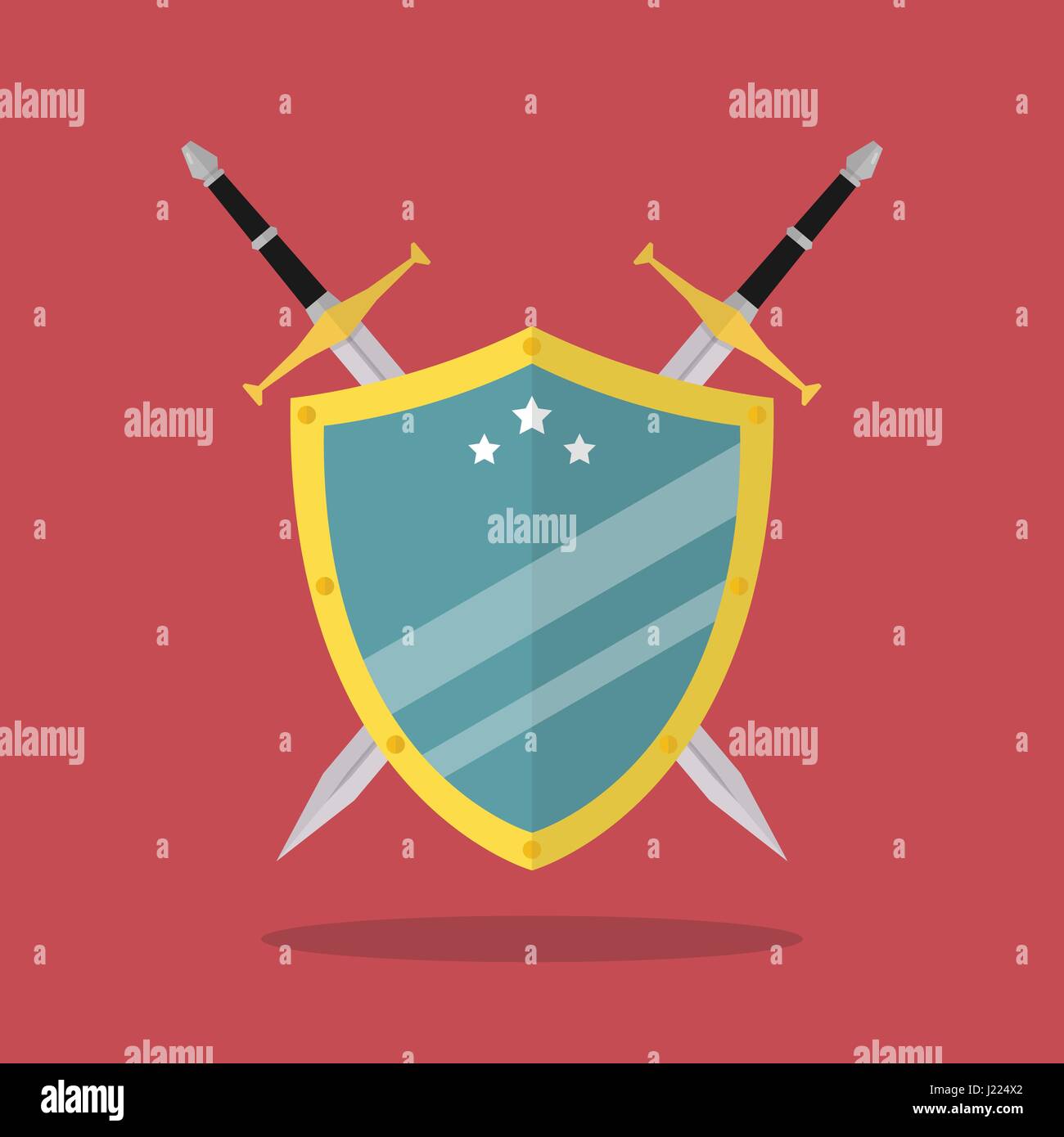 Swords and shield flat style. Vector illustration Stock Vector Image ...