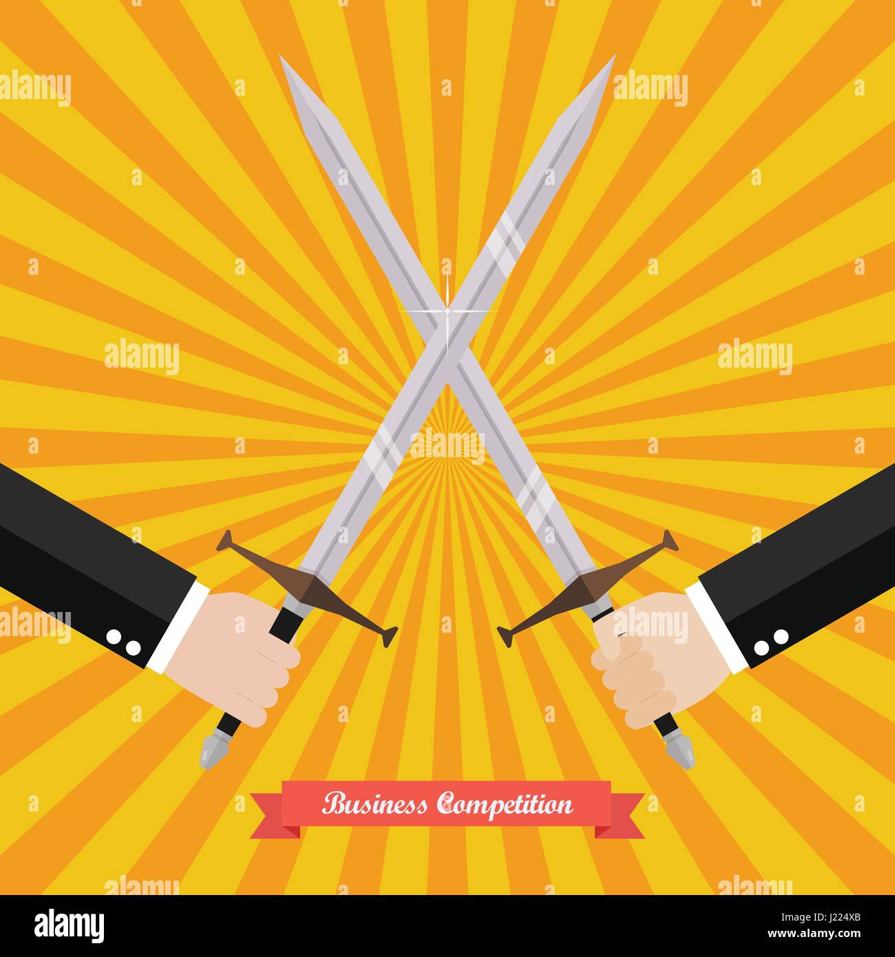 Businessman fighting with swords. Business competition concept Stock ...