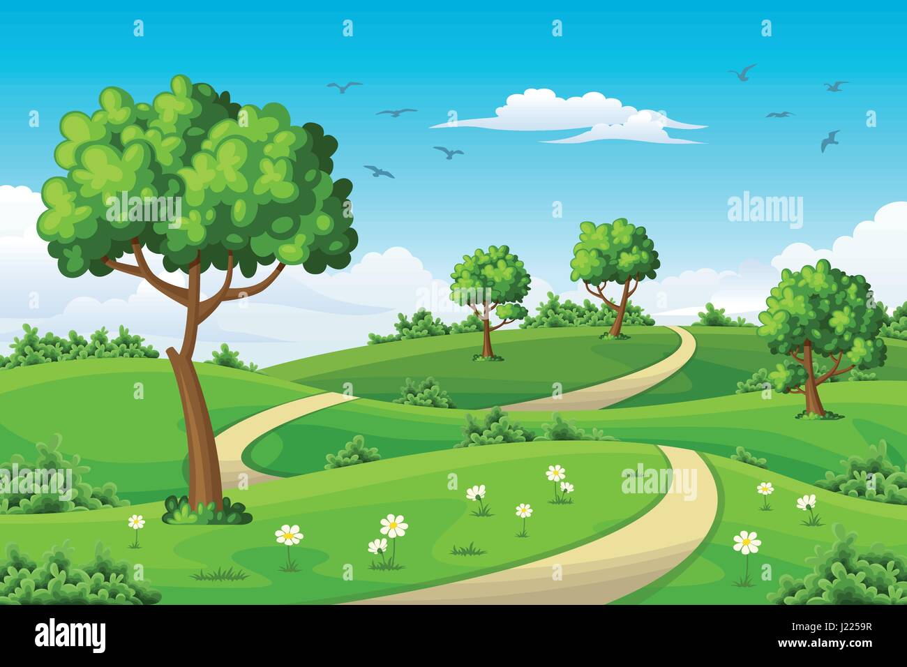 Tree meadow Stock Vector Images - Alamy