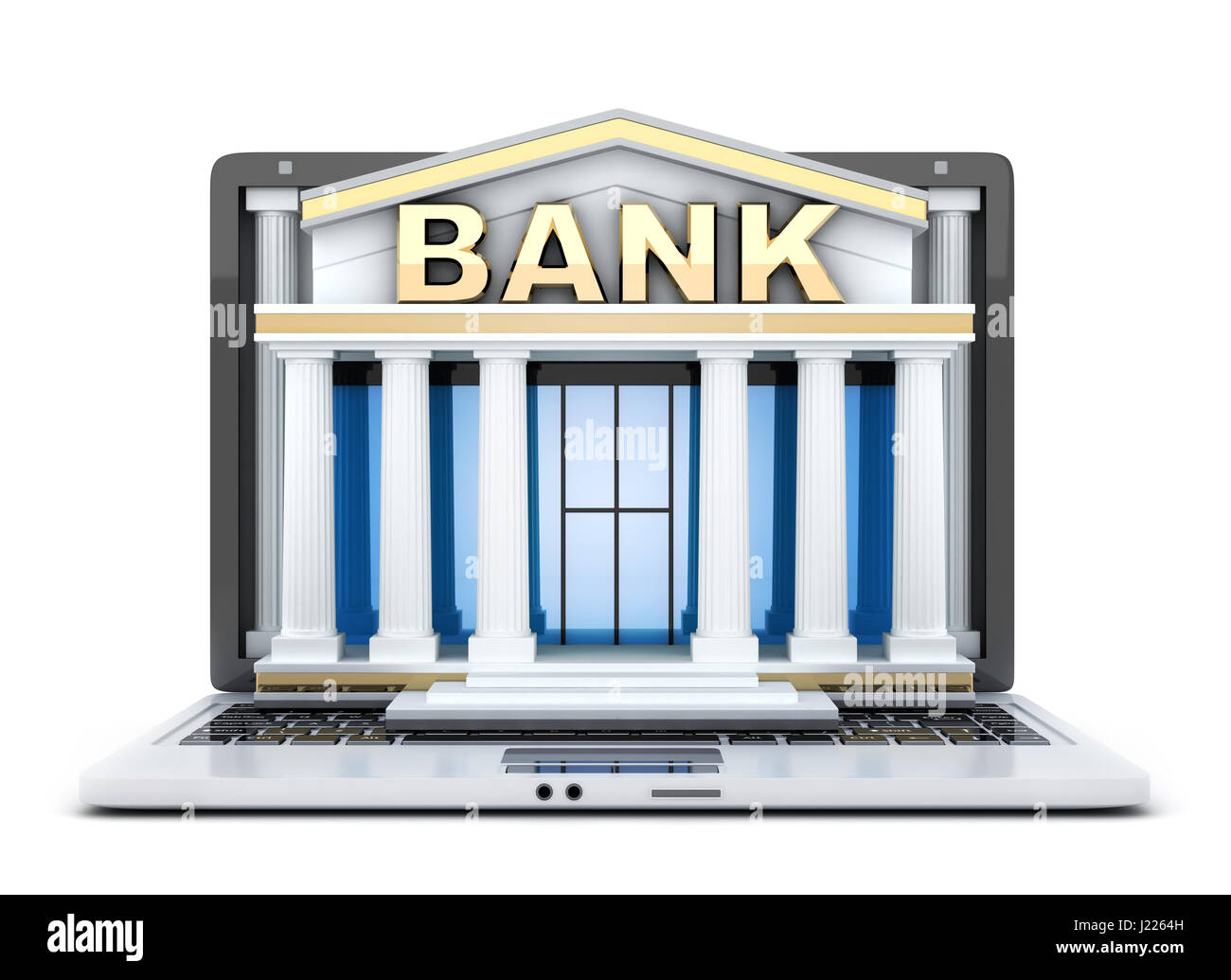 Build in screen laptop. Abstract symbol online bank. 3d illustration ...