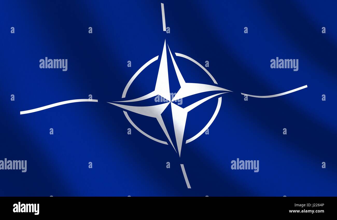 Blue flag NATO and wave. 3d illustration Stock Photo - Alamy