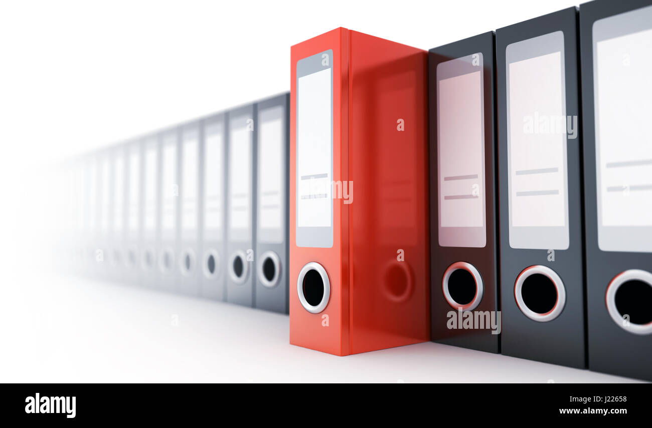 Row files black and red on white background. 3d illustration Stock ...