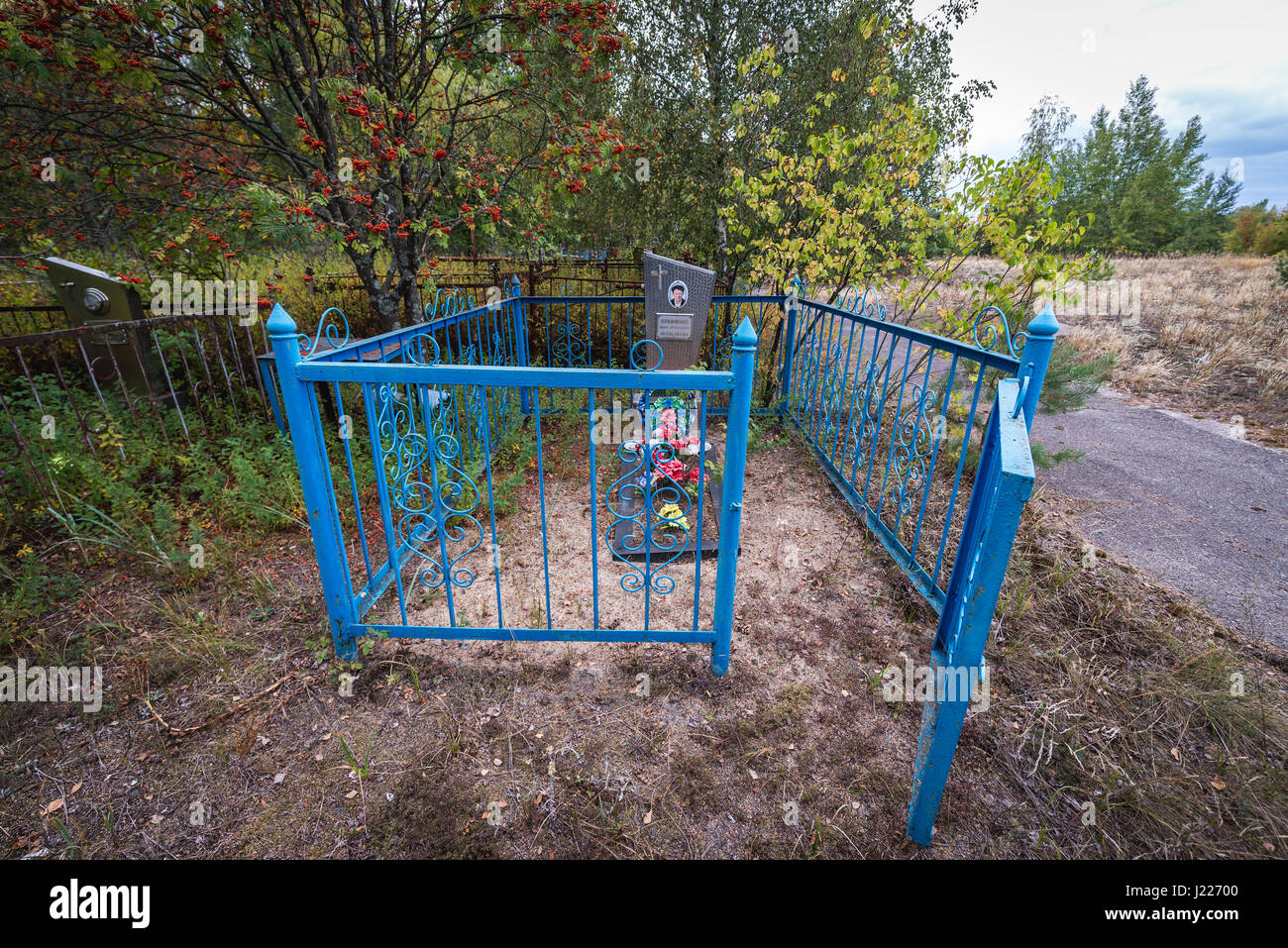 Grave on cemetery in Pripyat ghost city of Chernobyl Nuclear Power ...