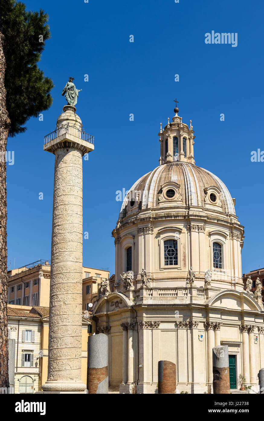 Colonna Traiana (Trajan's Column) and the church of Most Holy Name of ...