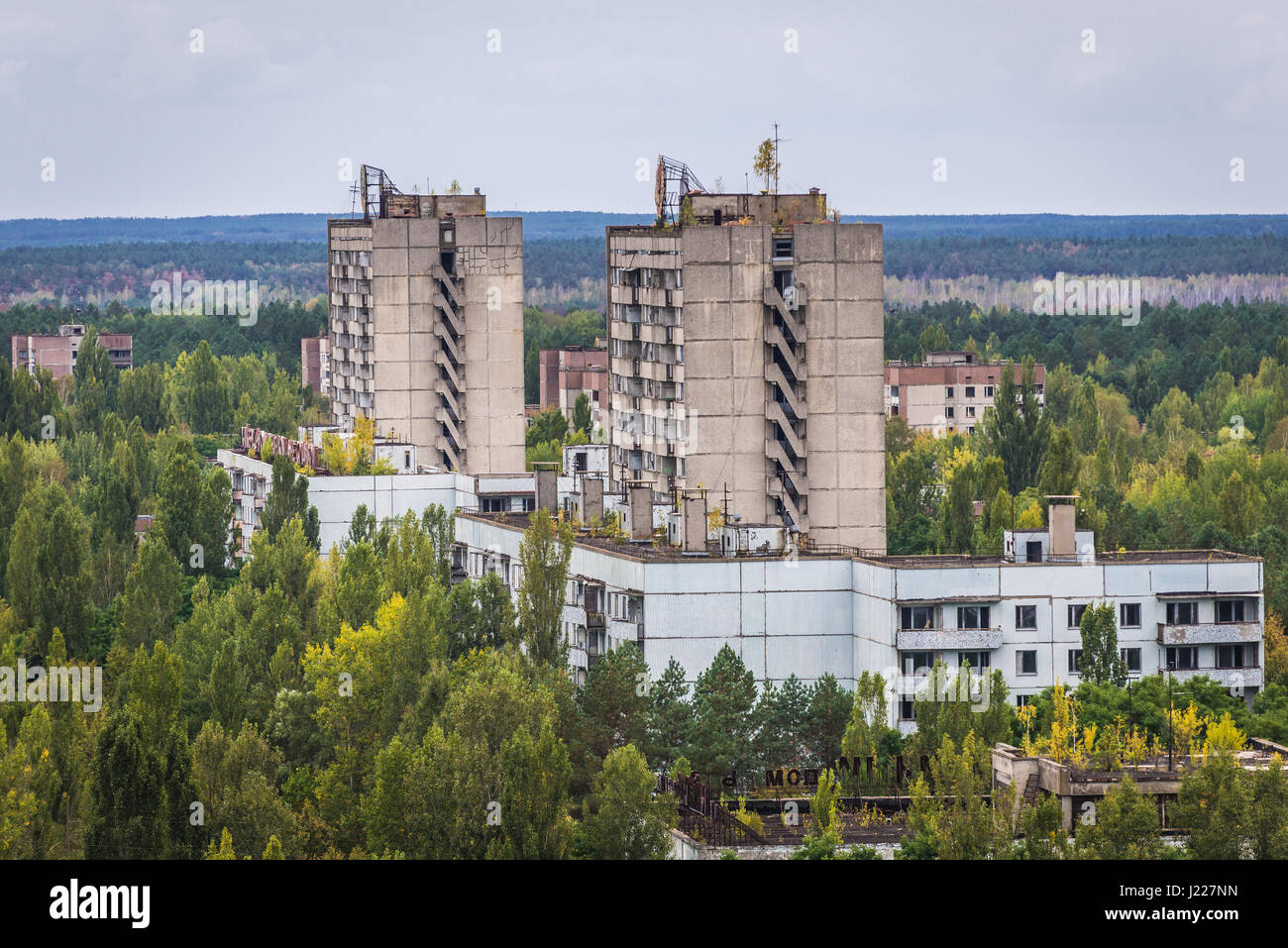 View from the roof of 16-stored block of flats in Pripyat ghost city of ...
