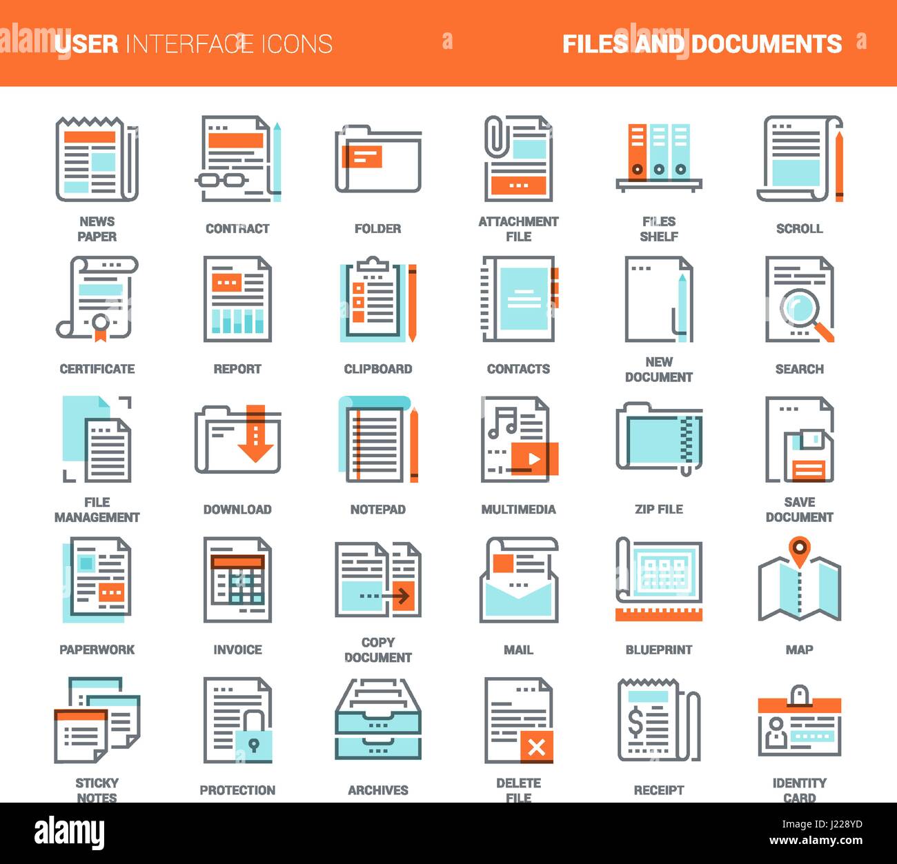 Files and documents flat line icons Stock Vector Image & Art - Alamy