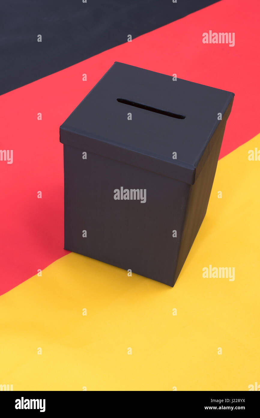 Black ballot box set against German flag - visual metaphor for German ...