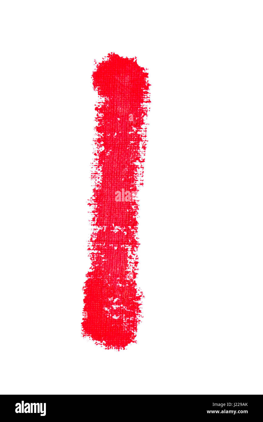 isolated uppercase letter I made of red lipstick with fabric texture ...
