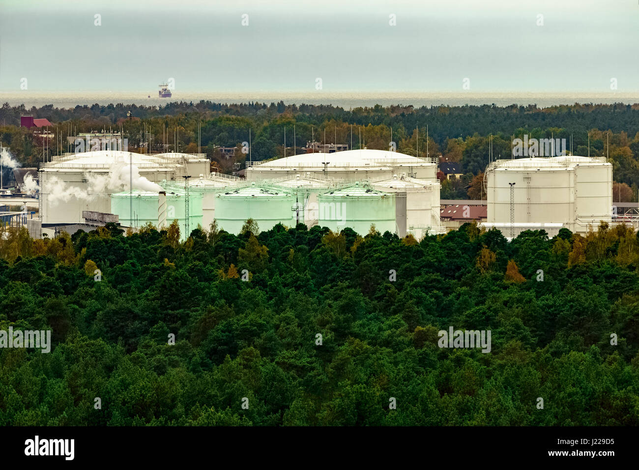 Fuel terminal in Riga. Large oil tanks Stock Photo - Alamy