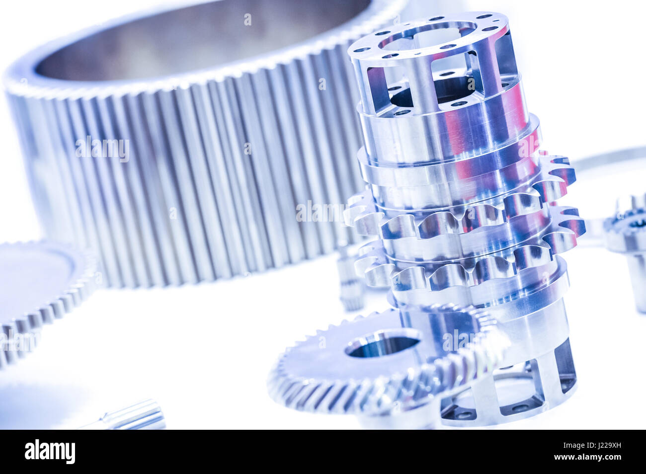 blue toned precision machine parts used in the aviation industry Stock ...