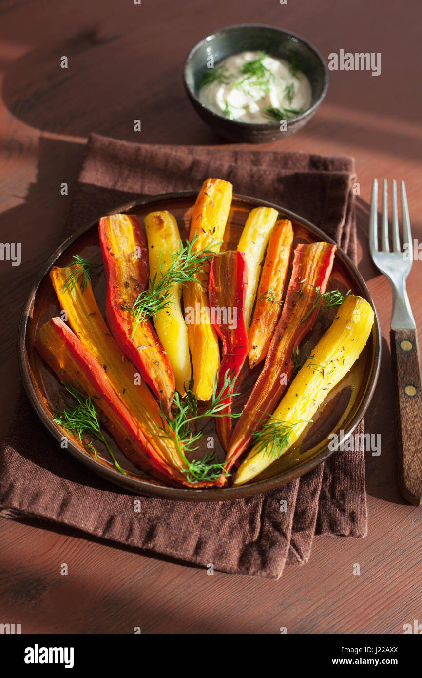 roasted colorful carrots on plate Stock Photo - Alamy