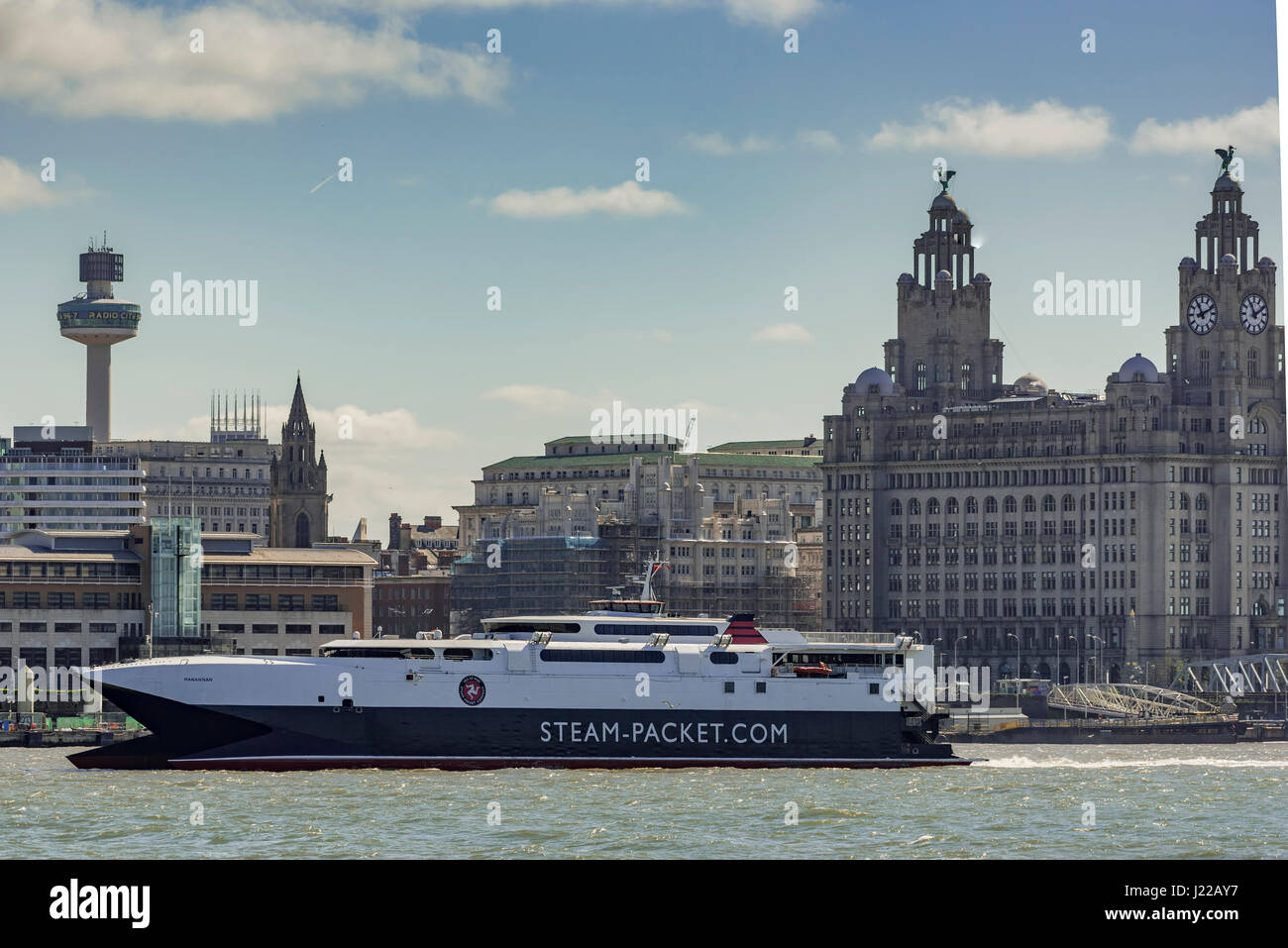 IOMSP catamaran Manannan leaving Liverpool Stock Photo - Alamy