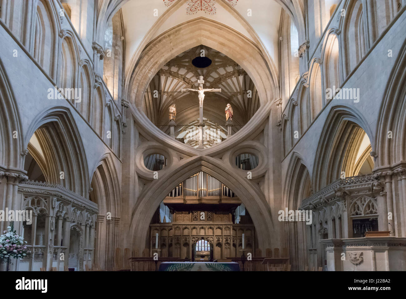 Interior of Wells Cathedral in Somerset Stock Photo - Alamy