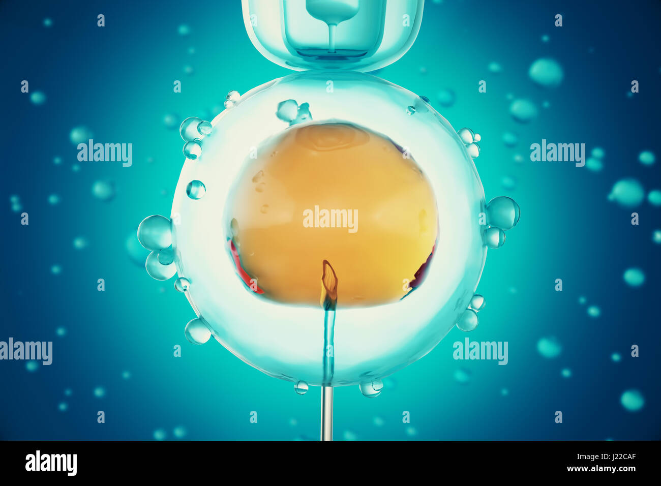 3d illustration Artificial insemination process. Glass needle ...