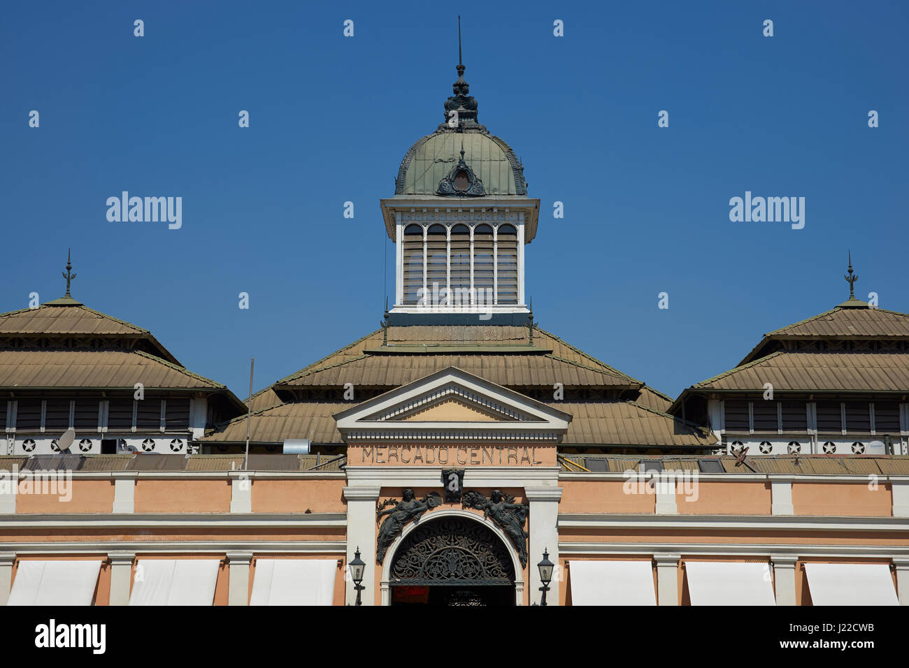 Historic Mercado Central building in the centre of Santiago, capital of ...