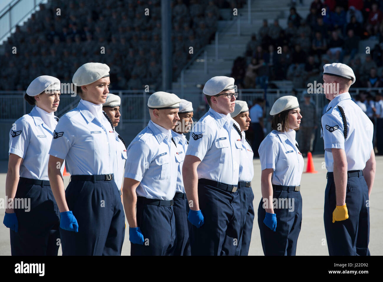 Members of the 59th Training Group drill team perform drill movements ...
