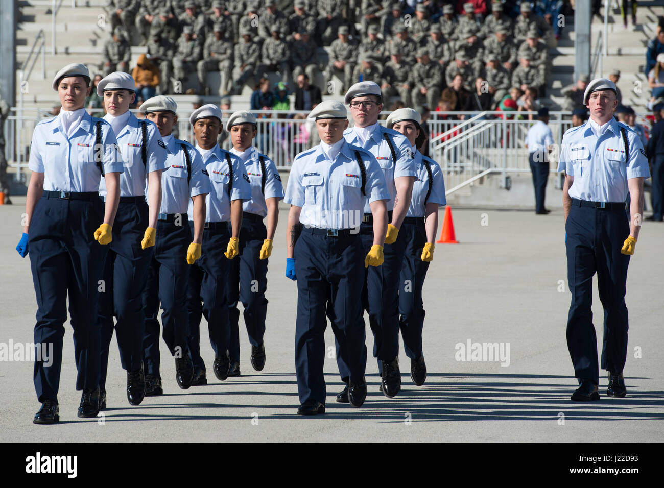 Members of the 59th Training Group drill team perform drill movements ...