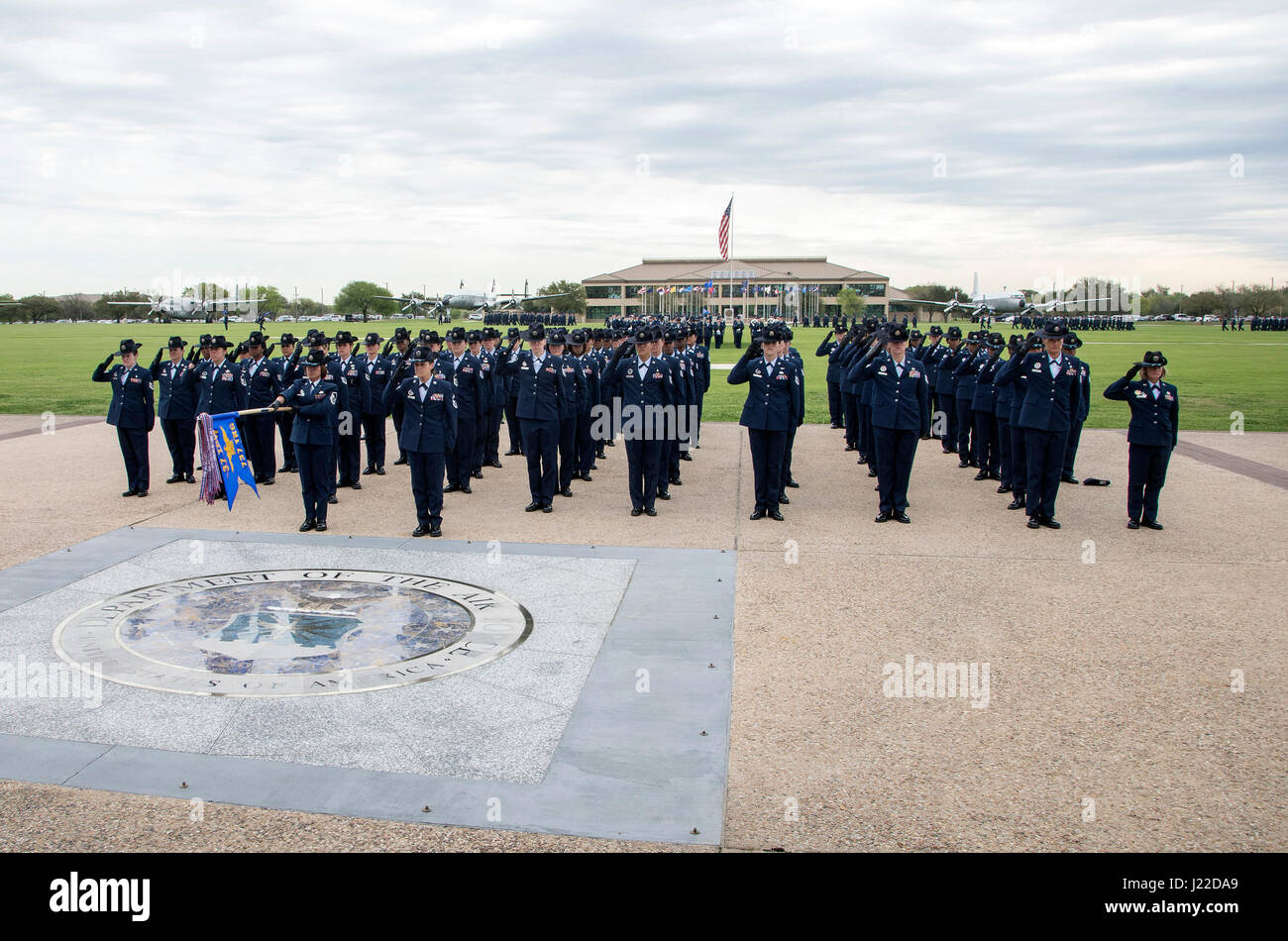 Air Force Basic Military Training instructors march during the Air ...