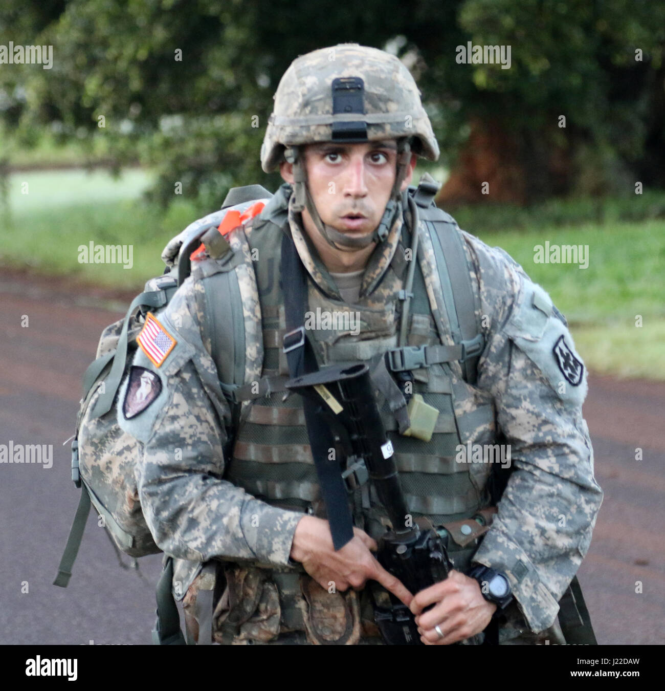 U.S. Army Staff Sgt. Brian Woods, assigned to Alpha Company, 29th ...