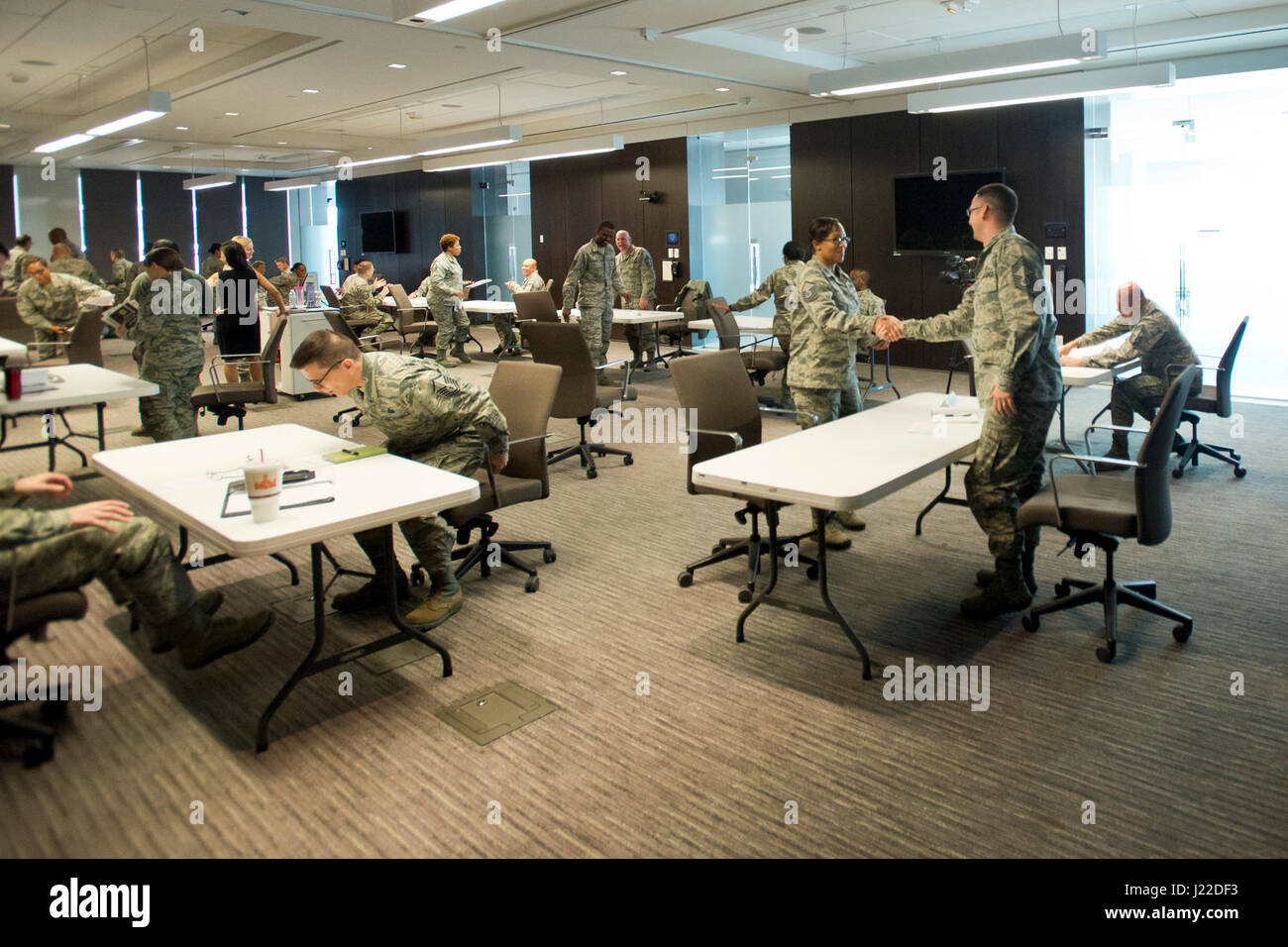 Airmen at the Air National Guard Readiness Center take part in a speed ...