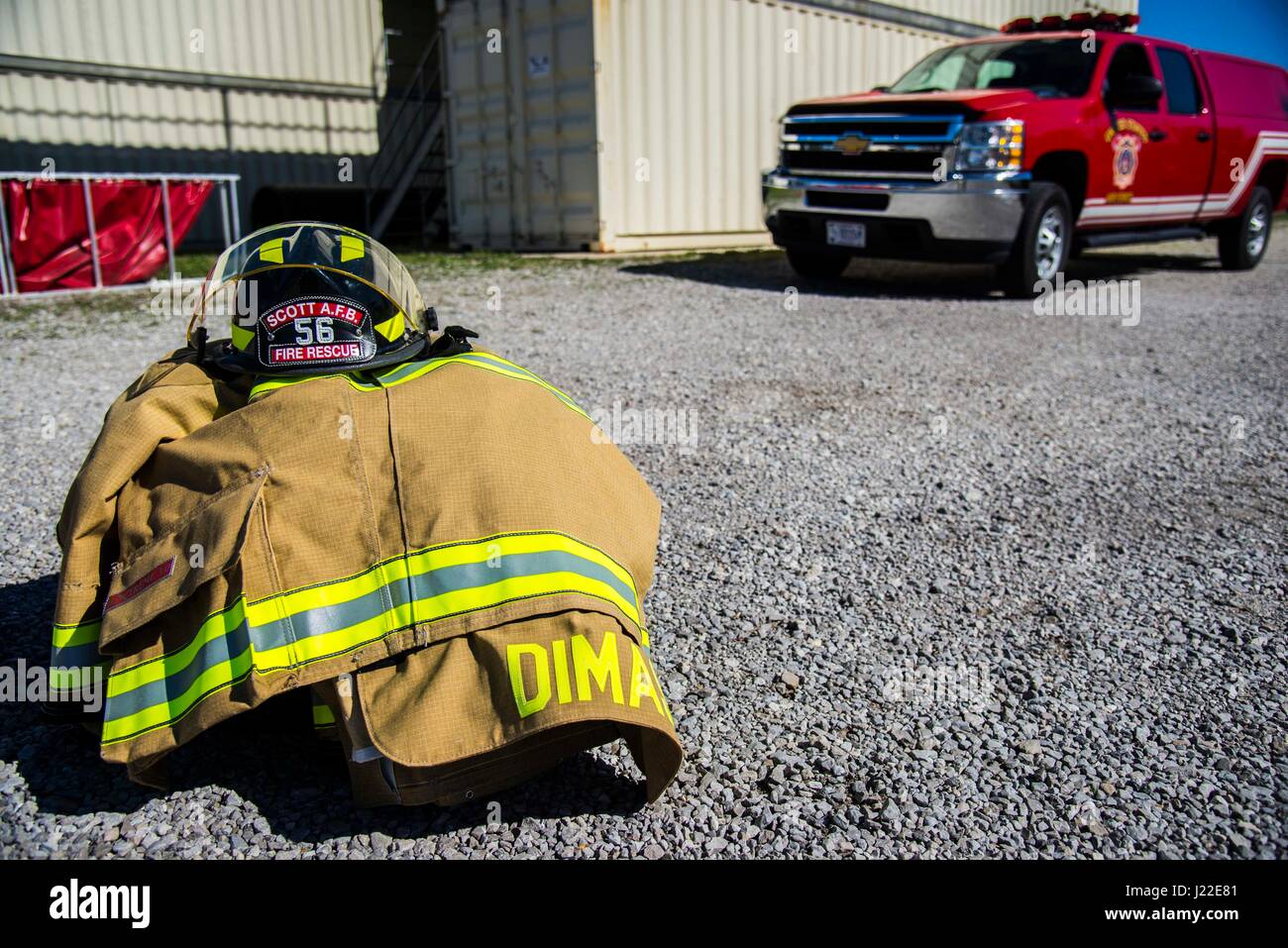 Firefighters with the 375th Civil Engineer Squadron perform drills in ...