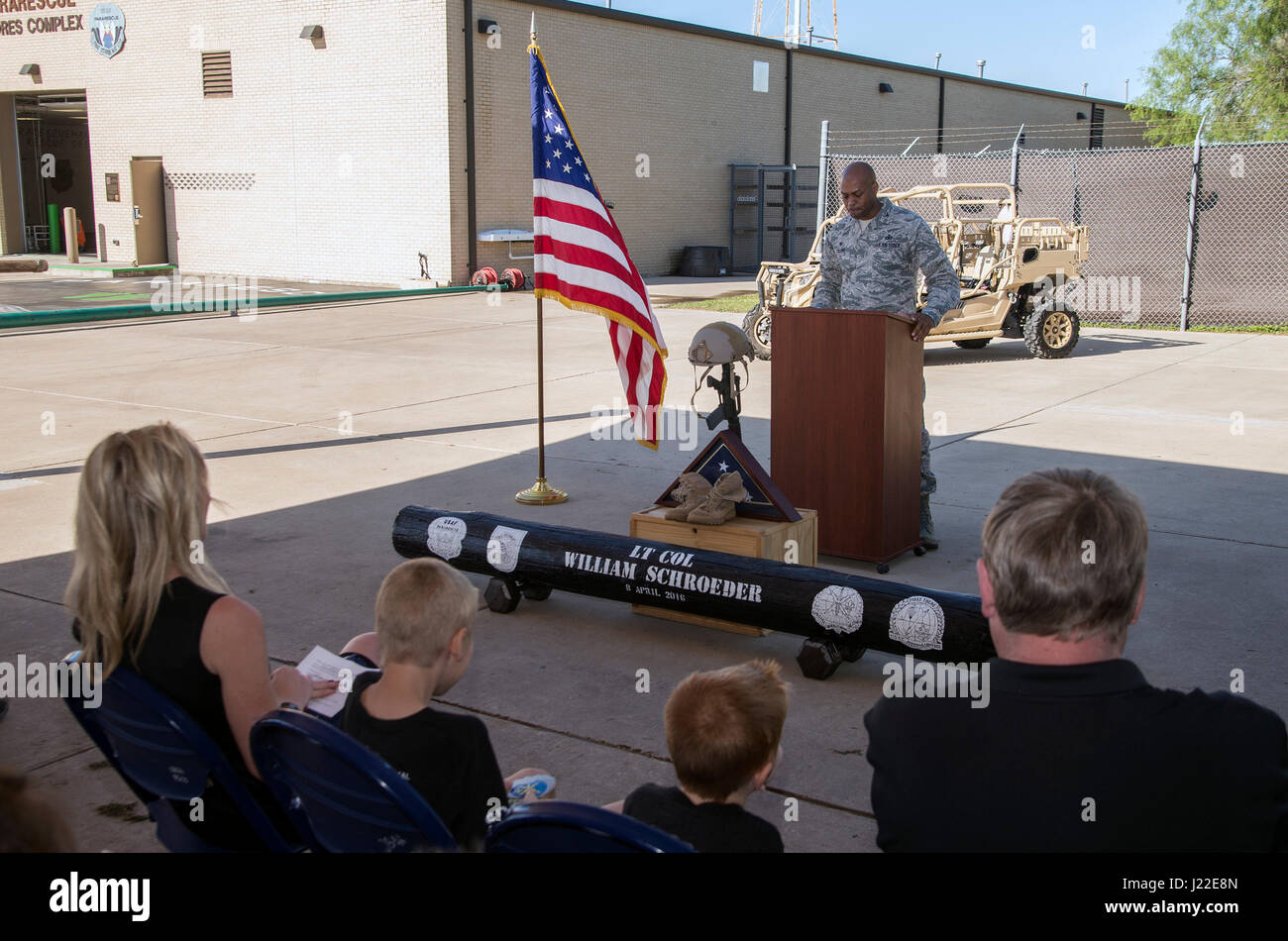 Col. Roy Collins, 37th Training Wing commander, prepares to address the ...
