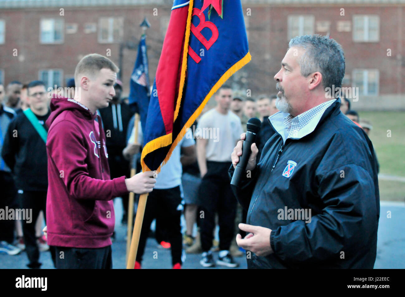 Michael Ferguson, Fort Drum AER officer, addresses the 10th ...