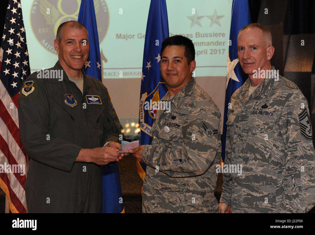 U.S. Air Force Maj. Gen. Thomas Bussiere, Eighth Air Force commander ...