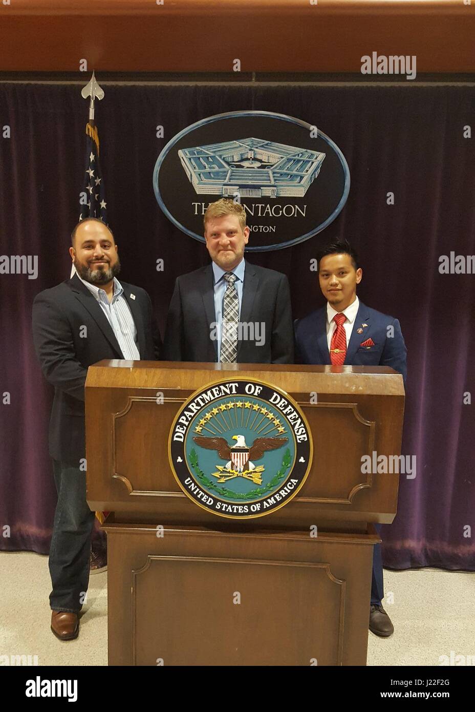 Retired Marines Staff Sgt. Adel Abudayeh, Sgt. Christopher Greenleaf, and Sgt. Richard Ung ...