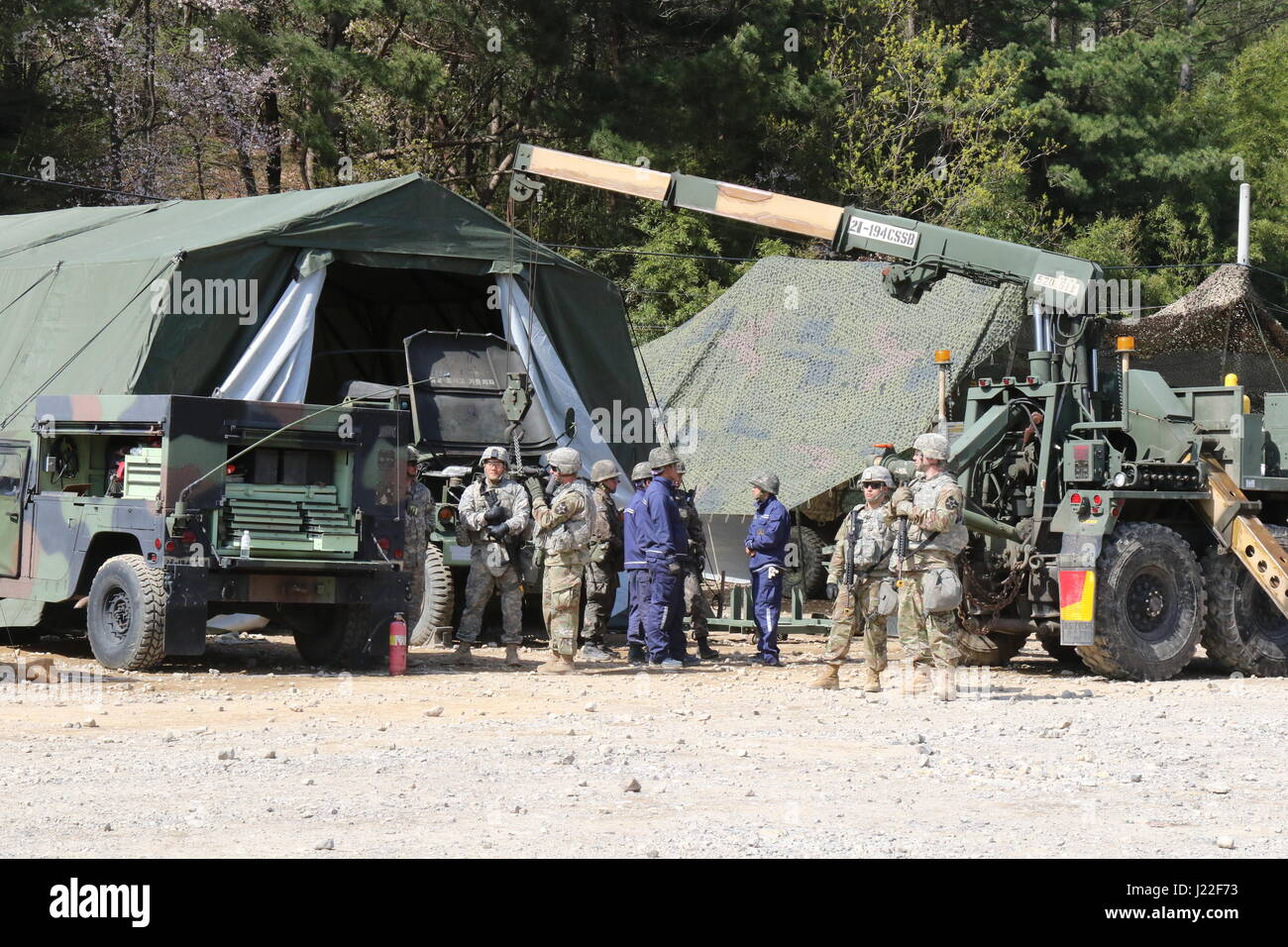 U.S. and ROK Army soldiers demonstrate combined operations of an Area ...