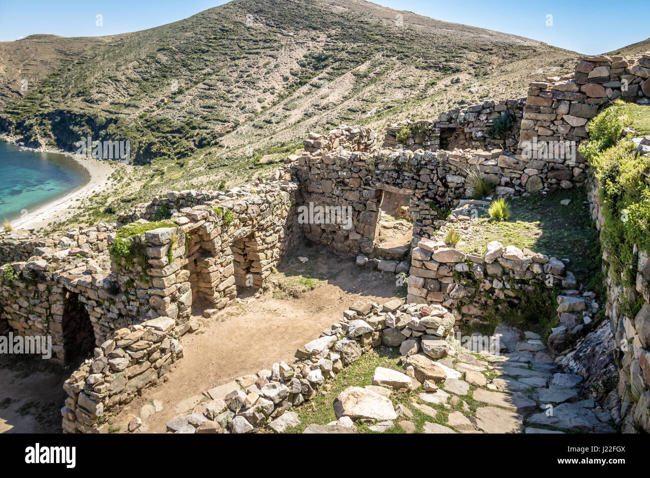 Chincana (labyrinth) inca ruins in Isla del Sol on Titicaca Lake ...