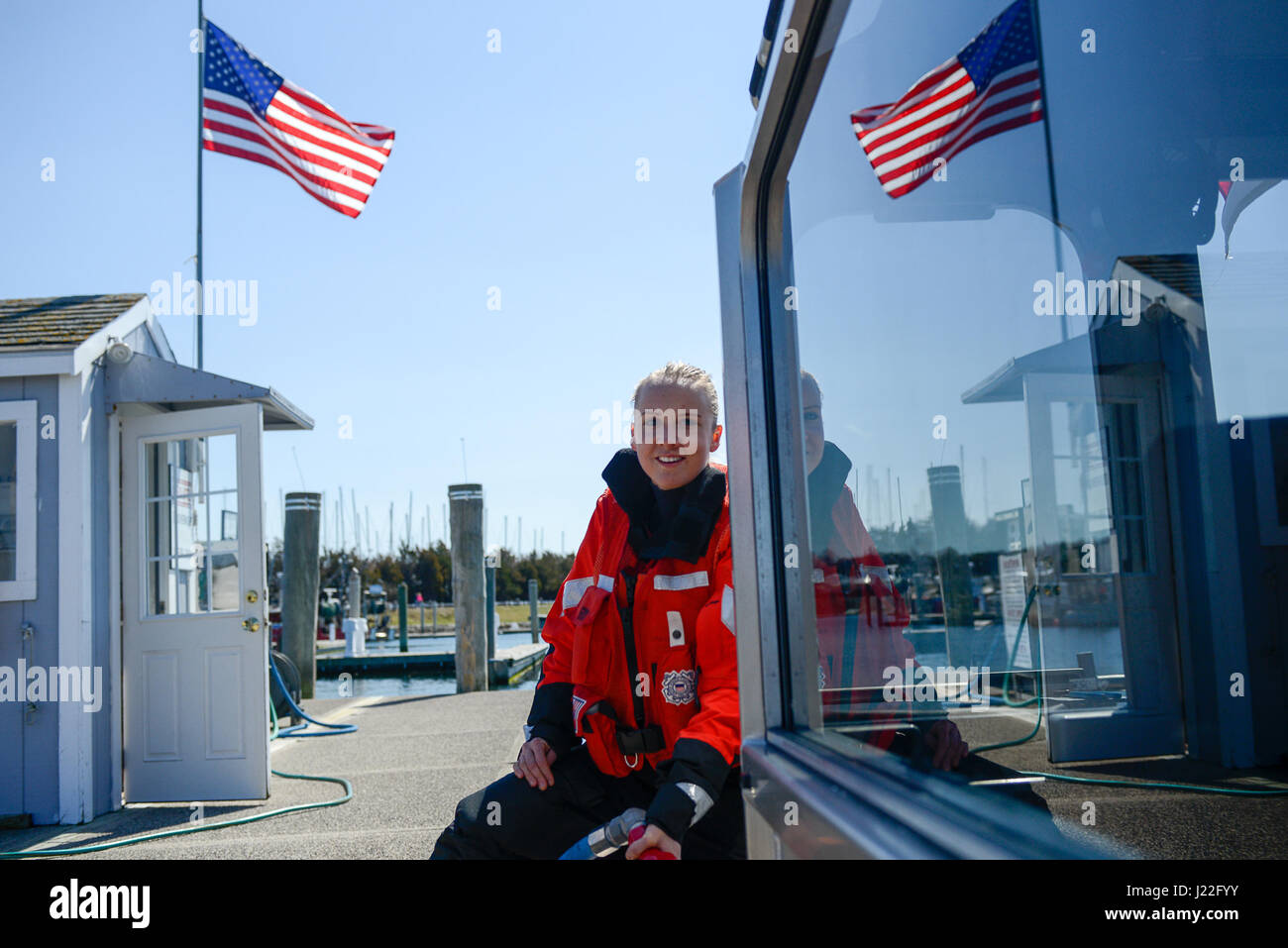 U.S. Coast Guard Petty Officer 2nd Class Jessica Potak fuels up Station ...