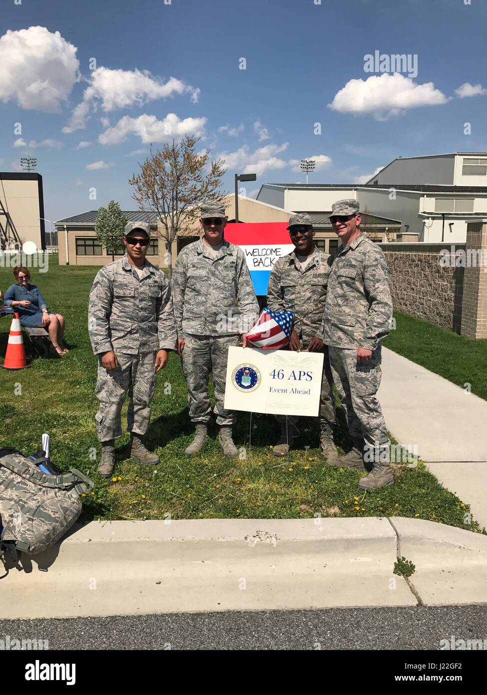 Airmen with the 466th Aerial Port Squadron pose for a photo after ...