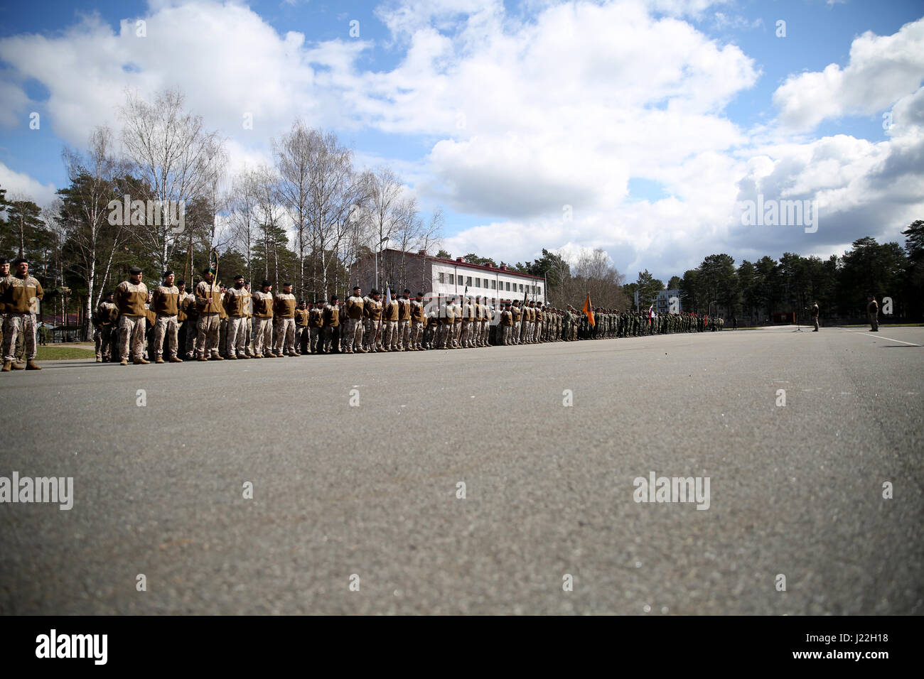 Troops participating in Exercise Summer Shield stand together during ...