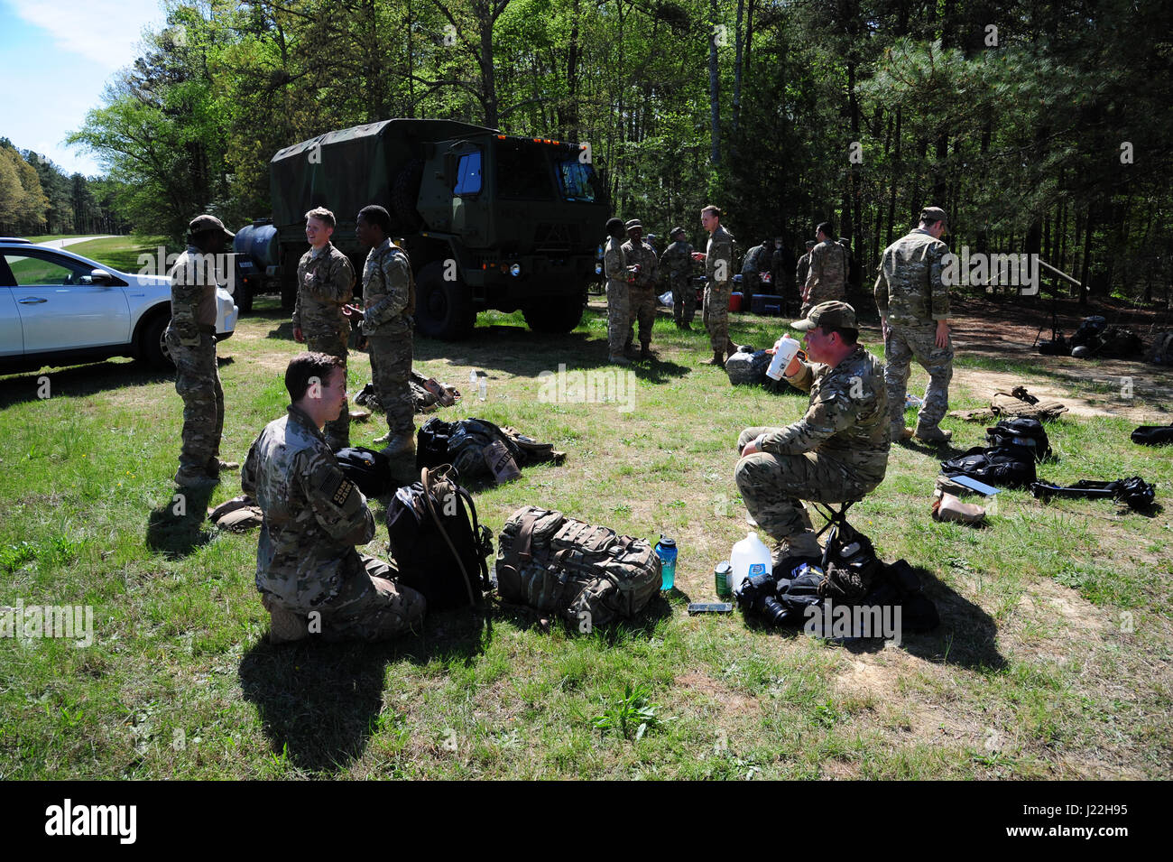 U.S. Joint service members, prepares to run through the obstacle course ...