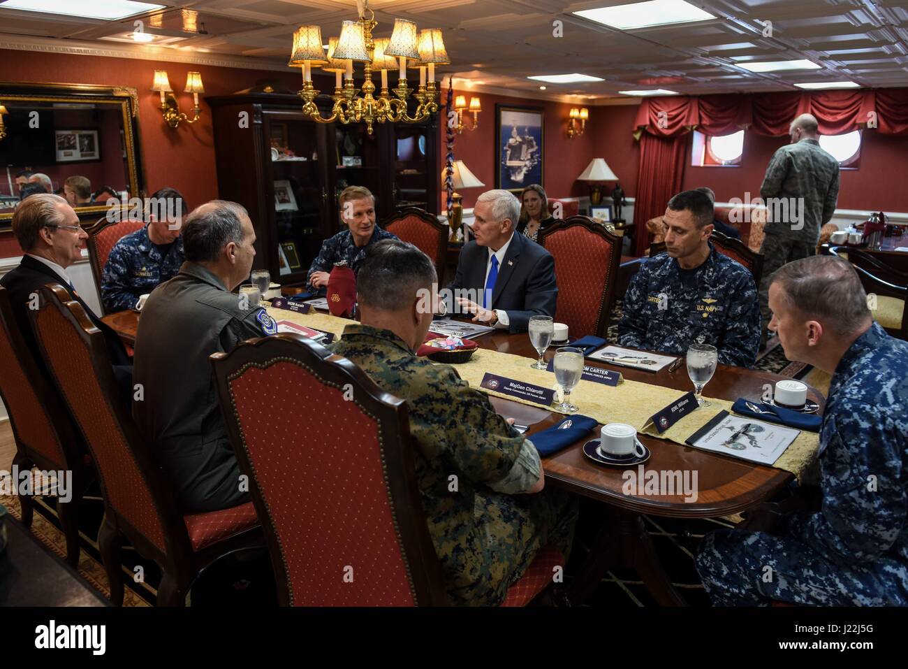Vice President Pence met with senior officials aboard USS Ronald Reagan ...