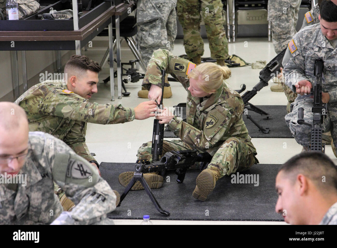 U.S. Army Reserve Sgt. Virginia Creed (right) and Pfc. Ethan Vidrine ...